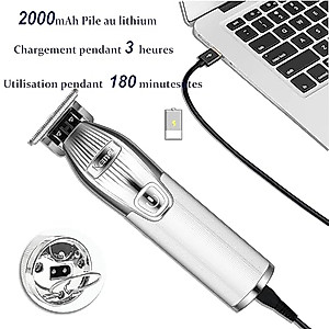 Kemei 0mm Baldheaded Hair Clippers for Men Professional Cordless Hair Trimmer Beard Trimmer with T Blade Zero Gapped Rechargeable Grooming Kit