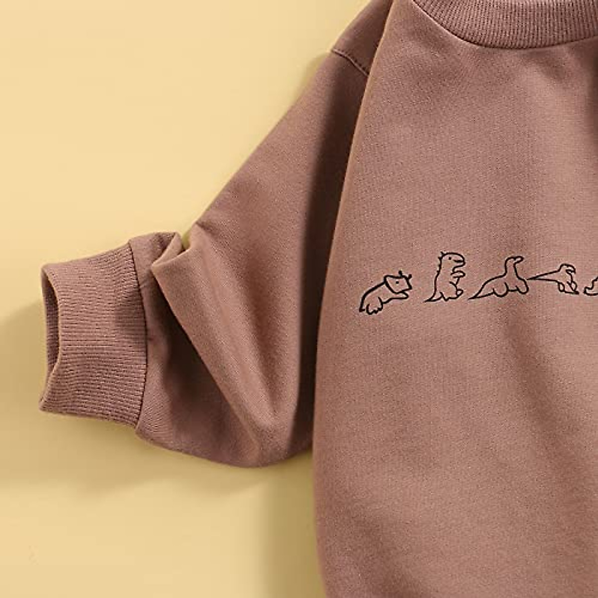 Lamuusaa Newborn Baby Girls Boys Clothes Crewneck Sweatshirt Long Sleeve Romper Bodysuit Pullover Oversized Autumn Tops (Dinosaur-Brown, 0-6 Months)