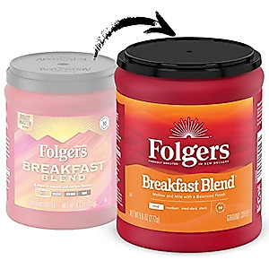 Folgers Breakfast Blend medium_roast Ground Coffee, Smooth & Mild Coffee, 9.6 Ounce Canister
