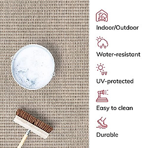 Well Woven Medusa Odin Ivory Solid & Striped Border Indoor/Outdoor Flatweave 7'10" X 9'10" Area Rug