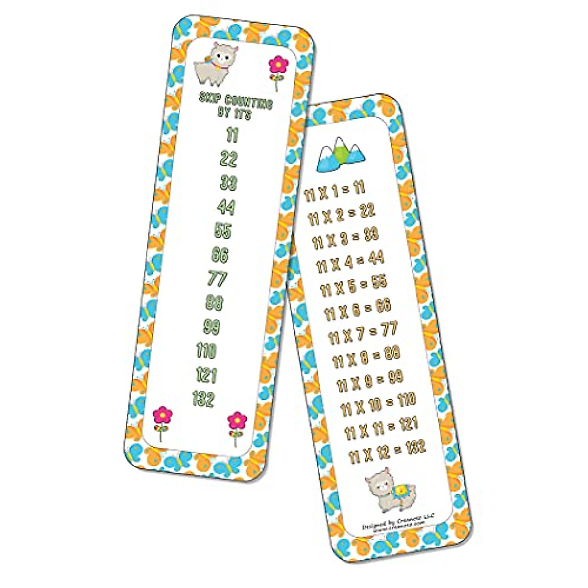 Creanoso Skip Counting Chart Bookmark Cards - Llama Theme (6-Set X 11 Cards) – Stocking Stuffers Gifts Page Clippers Corporate Giveaways