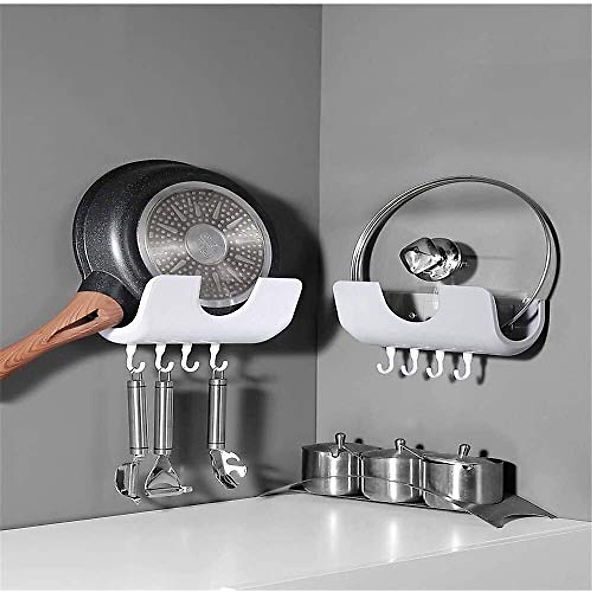 DRNKS Spoon Pot Lid Shelf Cooking Storage Kitchen Decoration Tool Holder & Xs Silicone Smiling Dwarf Creative Pot Lid Holder Spoon Holder Kitchen Pot/Lid Holder Suitable for Kitchen