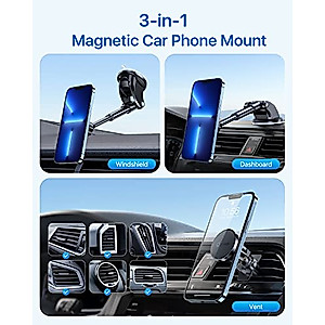 andobil [Bumps Friendly Magnetic Phone Holder for Car, [Super Strong Magnet] Universal Dashboard Windshield Car Mount Magnet Compatible with iPhone 13 12 Pro Max 11 XR Samsung S22 S21 All