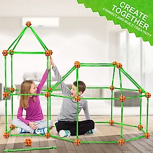 Fort Building Kit for Kids 4,5,6,7,8+Year Old Boys & Girls, 140 pcs, Creative STEM Building Toys for DIY Castles, Tunnels, Play Tent, Ideal Gift for Aged 5-8