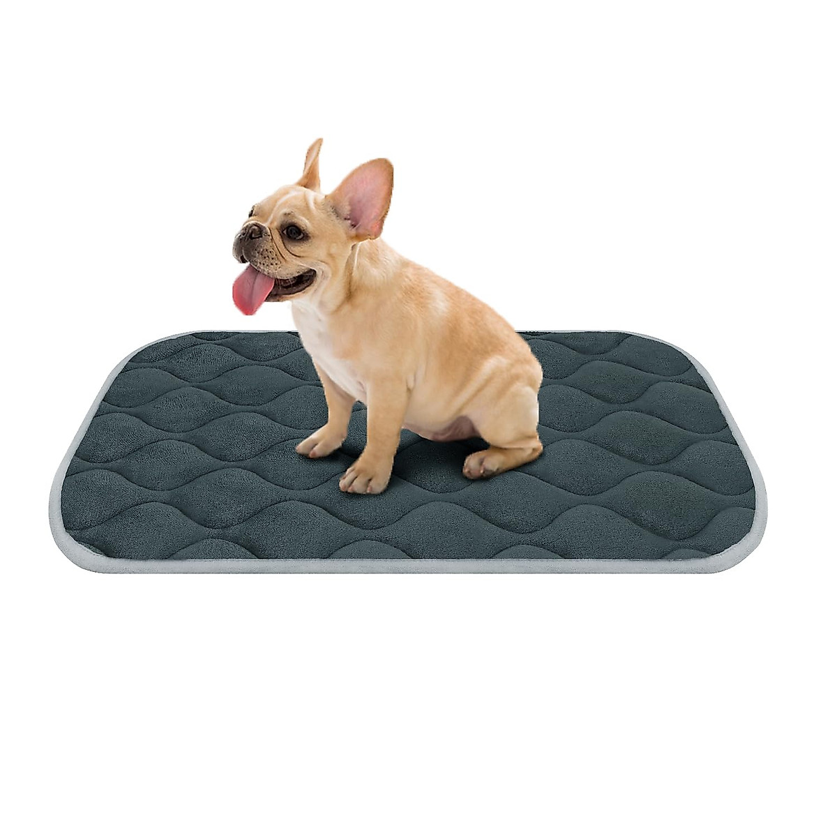 furrybaby Dog Bed Mat Flat Crate Mat with Anti-Slip Bottom Machine Washable Pet Kennel Pad for Dog Sleeping (M 30x19'', Grey Mat)