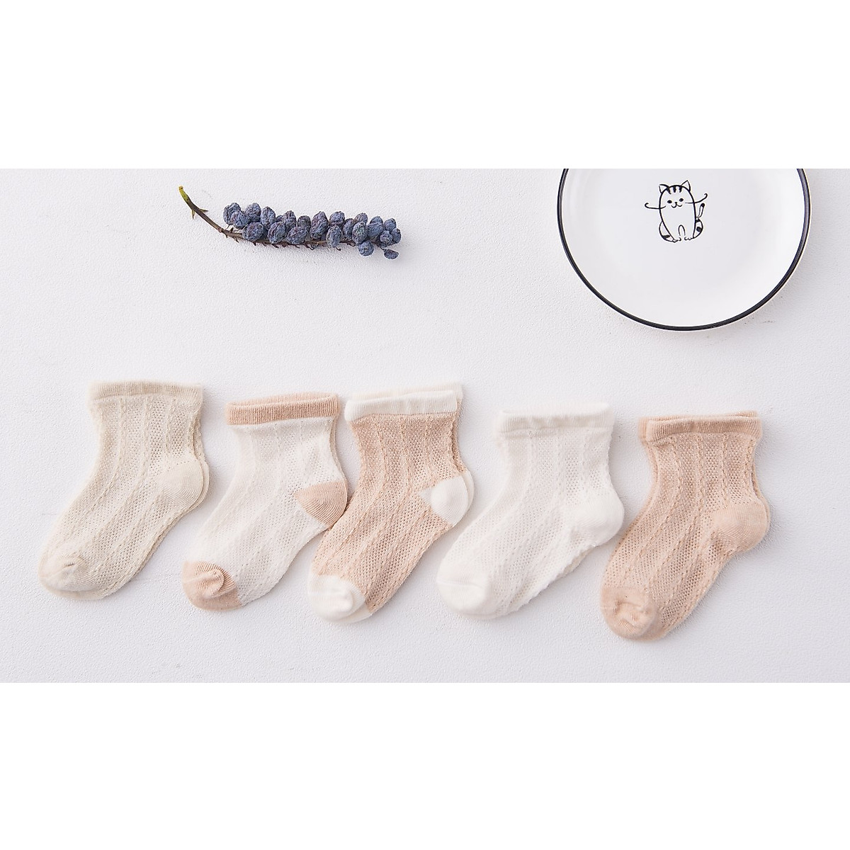 GZMM Newborn Baby Organic Cotton Socks 5 Pairs Pack For 0-6months