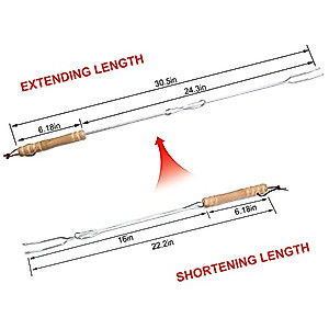 HENGI 6 Pack Marshmallow Roasting Sticks, 30" Extendable Long Smores Sticks, Hot Dog Sticks for Campfire, Telescoping Heavy Duty Campfire Forks Roasting Sticks for Fire Pit with Carry Pocket