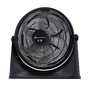 Comfort Zone CZHV201BS 20” PowrCurve Wall-Mountable High Velocity 3-Speed Floor Fan with 180-Degree Adjustable Tilt, Black