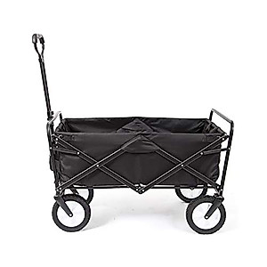 Olympia Tools 85-182 Folding & Rolling Flatbed Cart for Loading, Olive Green with Blue Bumper, 600 Lb. Load Capacity & MacSports Collapsible Folding Outdoor Utility Wagon, Black