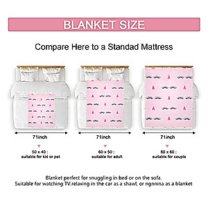 Ivarunner Eyelash Blanket Pink Heart and Girls Lash Throw Blanket, Sublimation Blanket Pink Lashes for Lash Bed Couch Sofa Home Decor, Best Friend Blankets for Girls or Women Birthday Gifts 60"x 50"