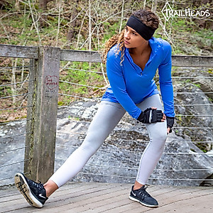 TrailHeads Women’s Ponytail Headband | Moisture Wicking Ear Band | The Power Running Headband - Black/Heather Purple - 2 Pack