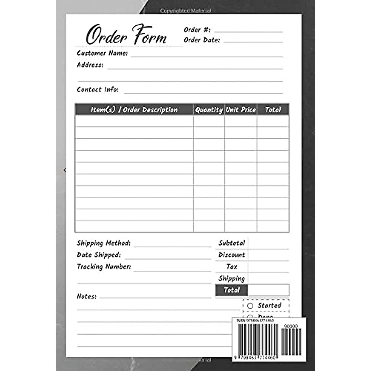 Order Log: Track Customers' Orders & Shipping Details Order Book, Order Tracking Log, for Home Based Online Small Businesses and Retail Stores, Marble Cover