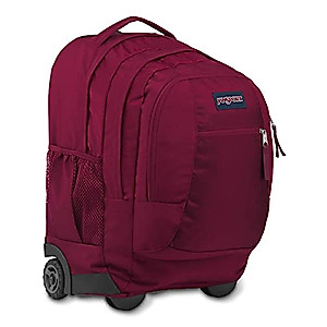 JanSport Driver 8 Rolling Backpack and Computer Bag - Durable Laptop Backpack with Wheels, Tuckaway Straps, 15-inch Laptop Sleeve - Premium Bag Rucksack -Russet Red