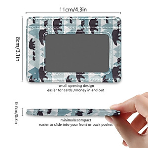 OTVEE Slim Minimalist Wallets Rfid Blocking Card Wallets PU Leather Front Pocket Wallets for Men and Women (Mama Bear With Baby)