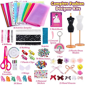 Tacobear 500+ Fashion Designer Kits for Girls Sewing Kit for Kids Fashion Design Sketchbook Creativity DIY Arts and Crafts Kit Birthday Gifts Ages 6 7 8 9 10 11 12