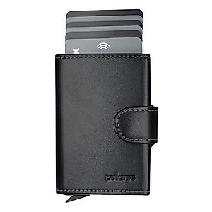 pularys Mini Wallet LONDON - Credit Card Holder Made of Italian Leather - RFID blocking - Up to 9 Card Slots - Coin Pocket - For Men and Women - Classic Design