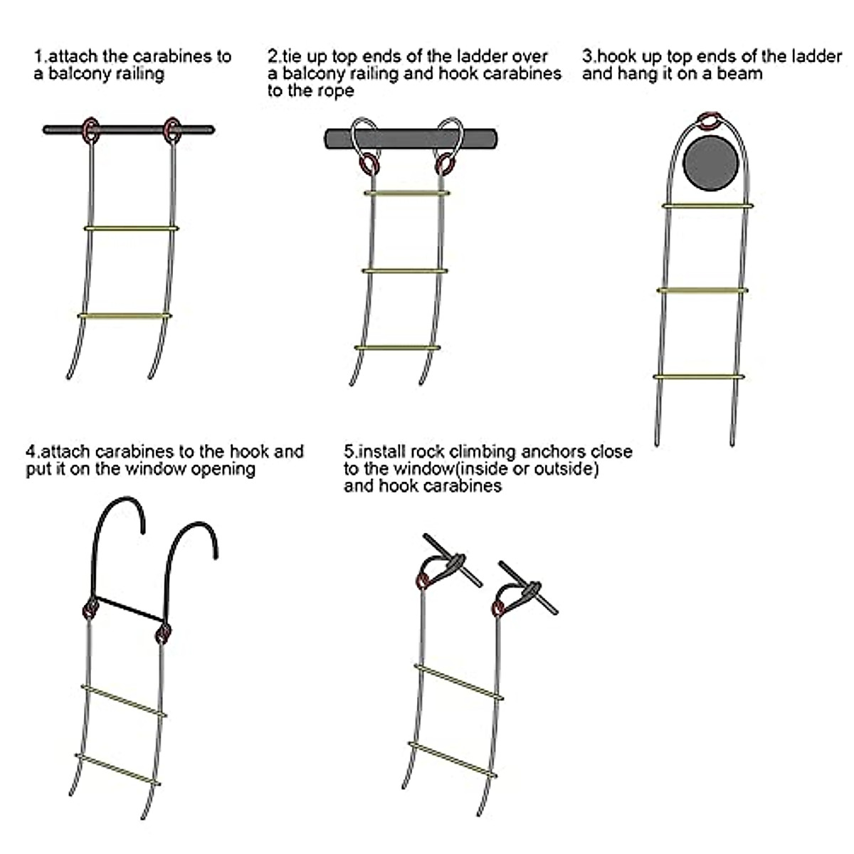 WSYZHL Escape Rope Ladder Emergency Fire Escape Ladders with Hooks Flame Resistant Safety Rope Ladder 2-9 Storey Fast to Deploy Easy to Use, 3/5/8/10/20/30M