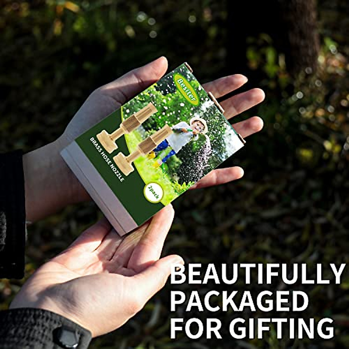 Besiter Garden Hose Nozzle High Pressure, 4" Brass Hose Sprayer Nozzle Heavy Duty with 10 Garden Hose Rubber Washers, Water Hose Nozzle for Washing Cars, Watering Garden, 2 Pack