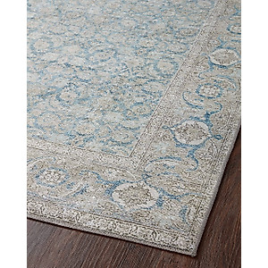 Loloi II Wynter Collection WYN-10 Ocean/Silver 5'-0" x 7'-6", 13" Thick, Area Rug, Soft, Durable, Printed, Vintage Inspired, Low Pile, Non-Shedding, Easy Clean, Living Room Rug