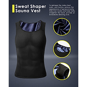 CGTFY Gynecomastia Compression Shirts Men Tank Top Sauna Sweat Shirts,Slimming Body Shaper Vest for Men Blue