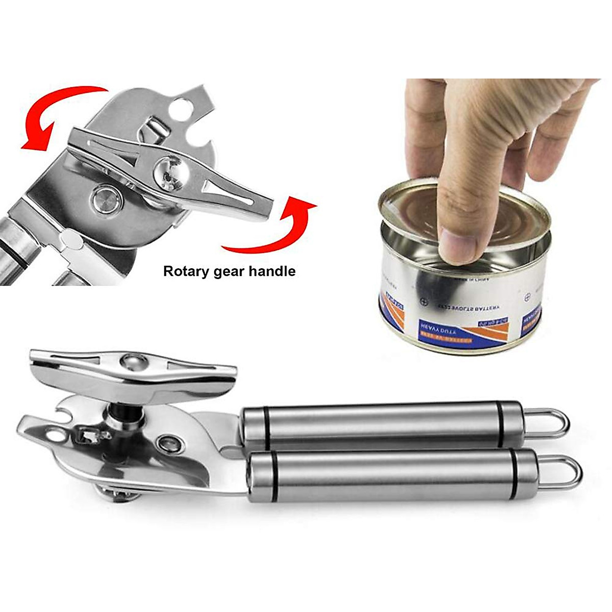 Stainless Steel Manual Can Opener, Dishwasher Safe, Manually Operated Can Opener
