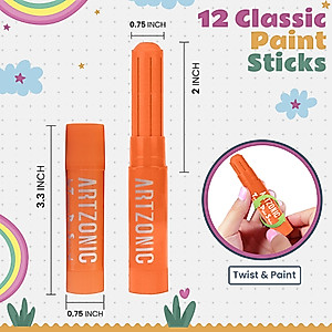 12 Pcs Tempera Paint Sticks for Kids Washable - Mess Free, Quick Drying, Twisted Paint Sticks for Children and Students – Works Perfect on Papers, Wood, Glass, Canvas & Pumpkin (Vibrant Colors)