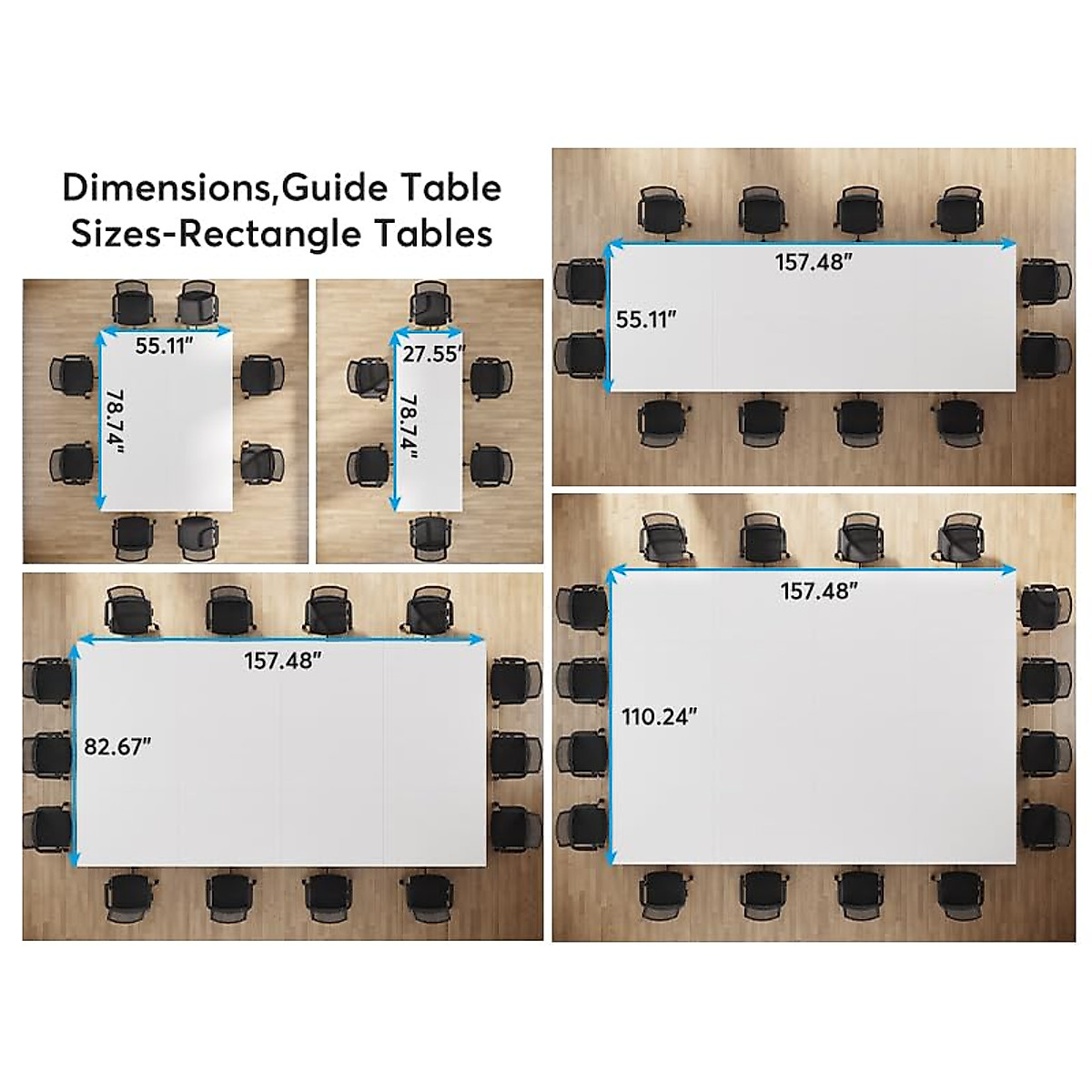 Tribesigns 78.74-Inch Conference Table Set,13FT Conference Room Table, Large Rectangle Meeting Seminar Tables Set,Long Business Tables (Chair not Included) (2, White, 2 Pack)