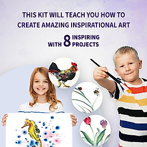 SpiceBox Chinese Brush Painting Art Kit for Kids, DIY Children’s Learn to Paint Set, Includes Watercolor Tubes, Book, Paintbrushes, Ink Stone