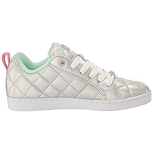 DC Women's Court Graffik SE Skate Shoe, White/Metallic Silver/Pink, 10.5