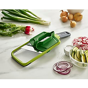 Joseph Joseph Multi Hand-held Mandoline Slicer with Food Grip and Adjustable Blades Dishwasher Safe, One-size, Green