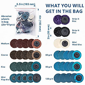 Pneumatic Mini Orbital Sander Grinder Polisher Kit, 2 inch Air Right Angle Surface Prep Tool with 41pcs Roll Lock Discs