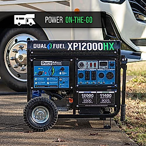 DuroMax XP12000HX Dual Fuel Portable Generator-12000 Watt Gas or Propane Powered Electric Start w/CO Alert, 50 State Approved, Blue
