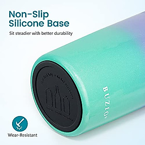 BUZIO 4-IN-1 Insulated Can Cooler for 12oz Skinny Cans, Regular Cans & Beer Bottles, Keep Cold for 6 Hours, Sweat Free Double Walled Stainless Steel Vacuum Beverage Can Insulator, Glitter Mermaid