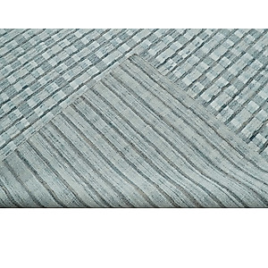 Artisan's Arc Hand Made Checkered Scandinavian Blended Wool Flatwoven Area Rug, White, Teal and Gray, 8x10 | KE18810