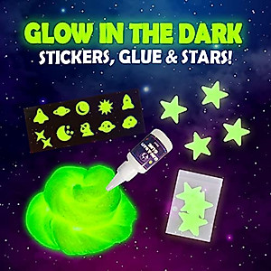 Original Stationery Galaxy Slime Kit, Fun Slime Set with Glow in The Dark Stickers, Dark Powder to Make Glitter & Galactic Slime!
