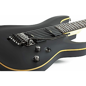 Schecter Demon-6 FR Electric Guitar in Aged Black Satin Bundle with Electric Guitar Hard Shell Carrying Case (2 Items)