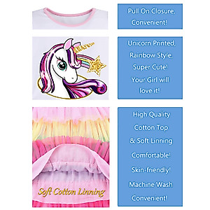 Unicorn Party Princess Birthday Pageant Rainbow 5t Little Girls Dresses,5TT50,4-5 Years(Size 120)