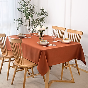 maxmill Slubby Textured Rectangle Tablecloth Water Resistant Wrinkle Free Spill-Proof, Soft Fall Table Cloth for Thanksgiving Parties Harvest Holiday Dinner, Halloween Decoration, 60 x 84 Inch Rust