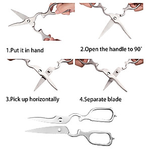 Multifuntional Kitchen Scissors,Heavy Duty Poultry Shears,Meat Scissors Detachable Food Scissors for Vegetables Fruits Seafood Chicken Fish 9Inch,Stainless Steel