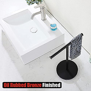 JQK Hand Towel Holder Stand, Modern Tree Rack Free Standing for Countertop with 12 Inch Bar, 304 Stainless Steel Oil Rubbed Bronze, HTT180-ORB