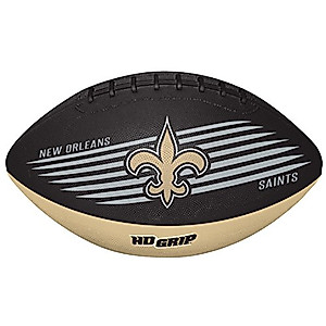 Rawlings NFL Downfield Youth Size Football with 5X HD Grip, New Orleans Saints