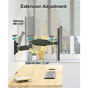 MOUNT PRO Monitor Wall Mount for Max 35 Inch/26.4lbs Ultrawide Computer Screen, Premium Heavy Duty Single Monitor Arm, Full Motion Wall Monitor Mount with VESA Extension Kit, Max VESA 200x200mm