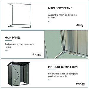 5Ft x 3Ft Outdoor Metal Storage Garden Shed with Lockable Door & Vents, Waterproof Anti-Corrosion Tool Storage Cabinet Clearance, Outside Vertical Tall Tool Shed for Backyard Patio Lawn (Gray)