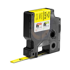 DYMO Industrial Heat Shrink Tubes for DYMO Industrial RhinoPro Label Makers, Black on Yellow, 3/8", (18054)