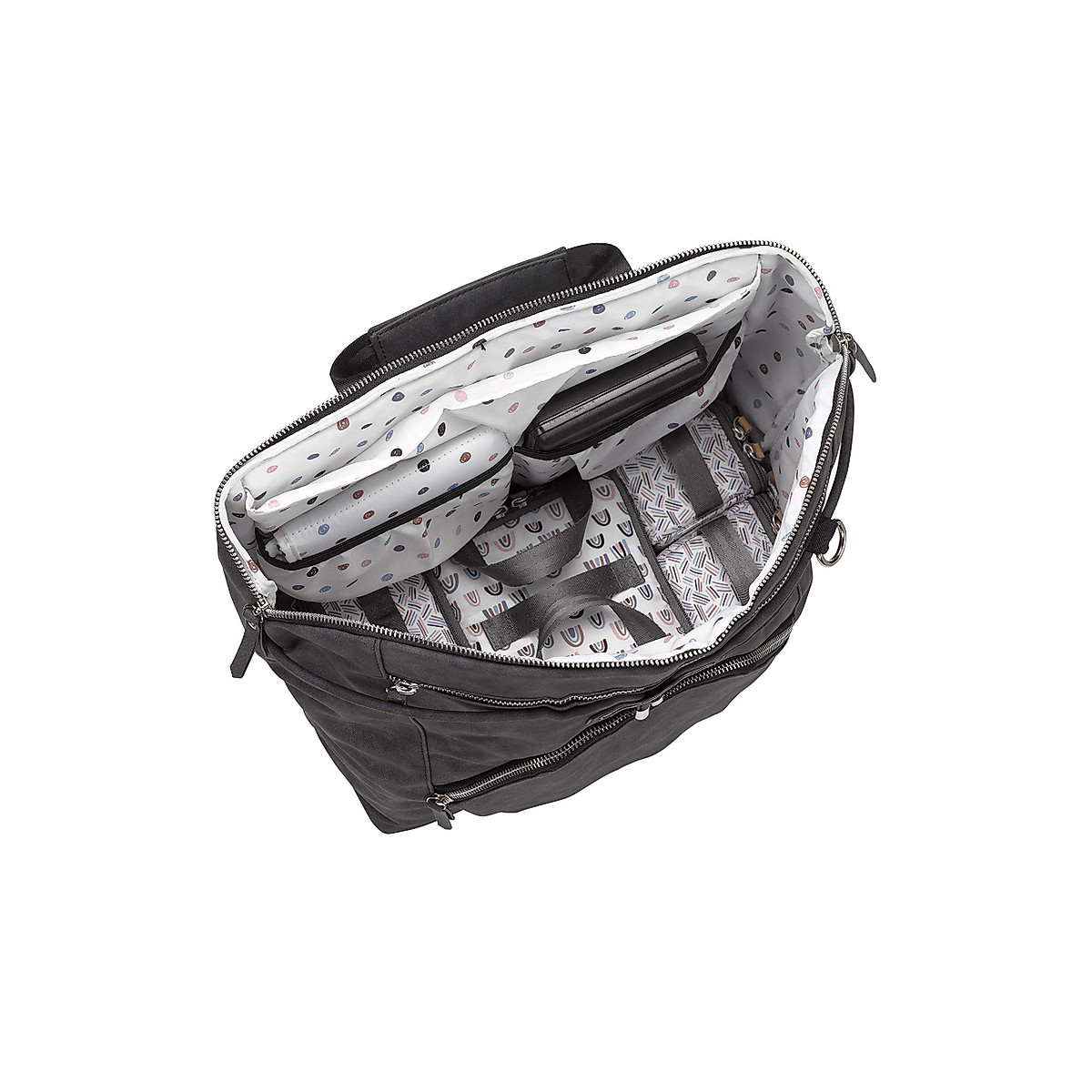 Petunia Pickle Bottom Cinch Convertible Diaper Bag Backpack for Busy Parents, Stylish, Spacious, & Secure, Fits All Essentials for Everyday Use or Travel (Midnight Leatherette)