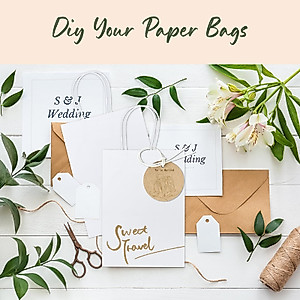 GSSUSA 50 Pcs White Kraft Paper Bags 5.25x3.25x8, Small Paper Bags with Handles for Shopping, Gift, Merchandise, Retail, Party Favor, Wedding, Gift Bags, Bags for Small Business, Boutique