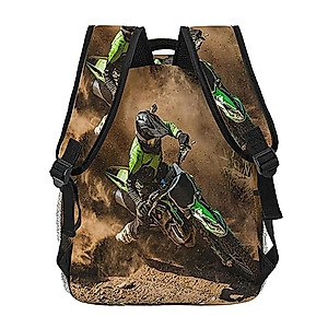 Motocross Dirt Bike Backpack for Boys Girls Men, Travel Laptop Casual College Daypack Back to School Bag One Size