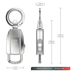 Electric USB Keychain Lighter Silver (Free 2 Tungsten Coil)