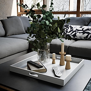 Hanobe Square Large Ottoman Tray: Modern Extra Large Black Serving Decorative Trays with Cutout Handles for Living Room Coffee Table Home, 20"