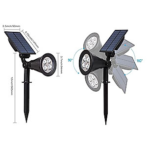 T-SUN Solar Spotlights, Waterproof Outdoor Solar Powered Spot Lights Auto-ON/Off 180°Angle Adjustable Solar Lights for Tree, Patio, Yard, Garden, Driveway, Pool Area (Green-2pack)